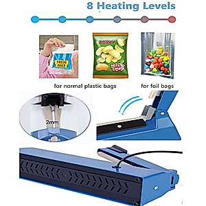 Impulse Heat Sealer Poly Bag Heat Sealer Sealing Machine Heat Seal Closer for Plastic Bags PE PP Bags with Extra Repair Kit (8 inch)