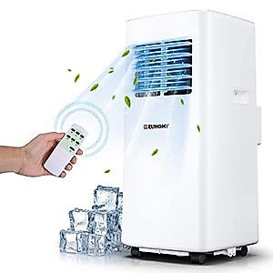EUHOMY Portable Air Conditioner 8000 BTU 3-1 Floor Air Conditioners Cooling Quiet AC Unit for Room with Window Installation Kit with Remote Control for 250 sq. ft. Roomt,White