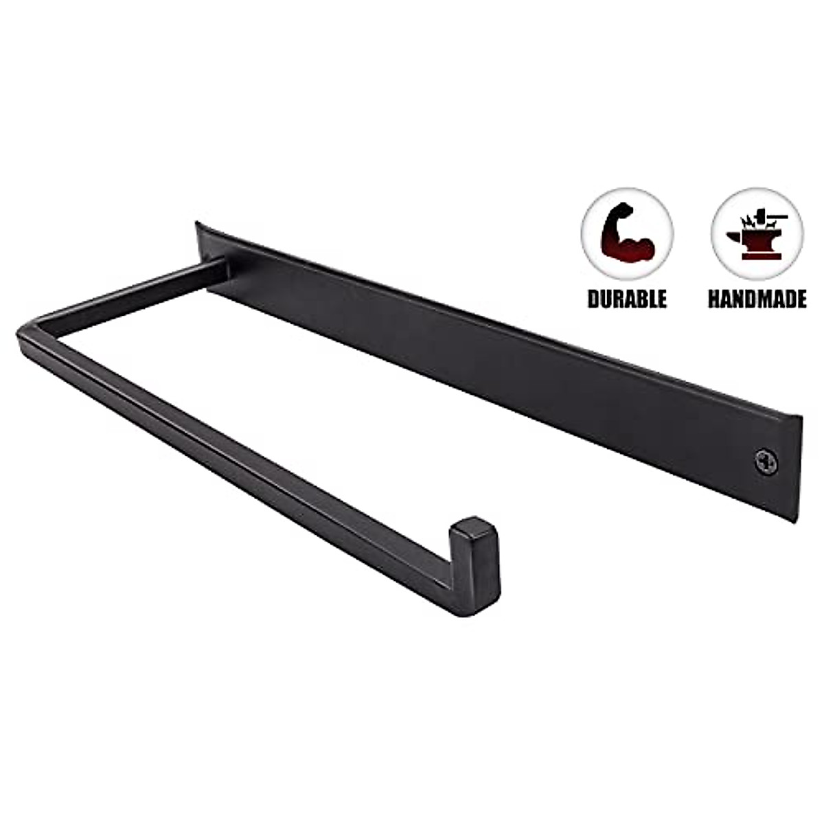 Blacksmith Handmade Farmhouse Wrought Iron Wall Mount Decorative Rustic Paper Towel Holder for Kitchen #MD19002 (Black)