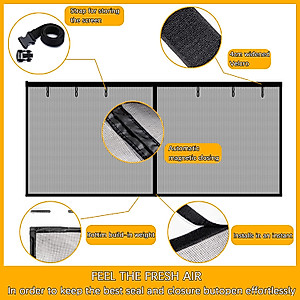 Fiberglass Magnetic Garage Screen Door - Double 16x7ft (2 car) Hands Free Mesh Screen Door，DIY Retractable Garage Door Screen with 6 Roll Up Starps (Fit 16 Ft W * 7 Ft H-A)