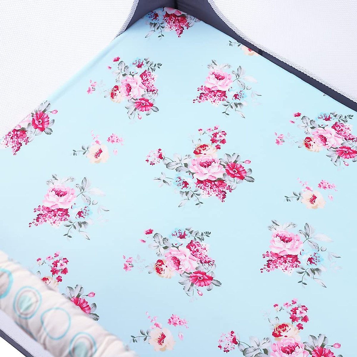 Floral Pack n Play Stretchy Fitted Playard Sheet Portable Mini Crib Sheets Set 2 Pack Jersey Knit Ultra Soft for Baby Girl Boy Blue by Knlpruhk