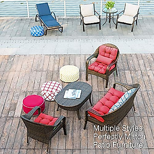 QILLOWAY Outdoor Seat/Back Chair Cushion Tufted Pillow, Spring/Summer Seasonal Replacement Cushions - Pack of 4 (Red)