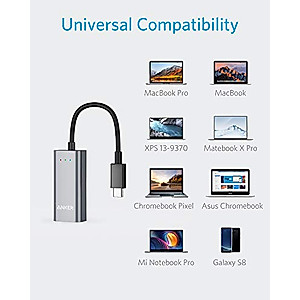 Anker USB C to Ethernet Adapter, Portable 1-Gigabit Network Hub, 10/100/1000 Mbps, for MacBook Pro, iPad Pro 2019/2018, ChromeBook, XPS, Galaxy S9/S8, and More