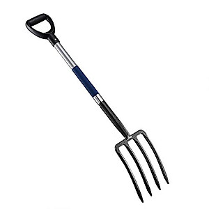 Mujocooker 4-Tine Spading Digging Fork, Garden Digging Spading Fork Forged Steel with D-Grip Handle 41“