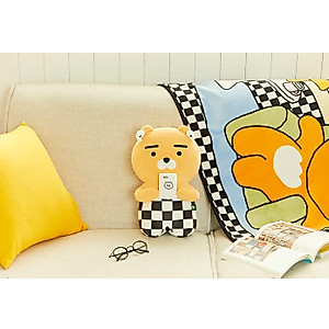 KAKAO Official Merchandise-Checkerboard Pattern Flat Pillow Cushion_Ryan in Checkerboard Pattern Pants and Choonsik in Half Black (Ryan 15.7 inch)