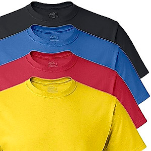 Fruit of the Loom Men's Crew T-Shirt (Pack of 4), Large, Assorted Primary