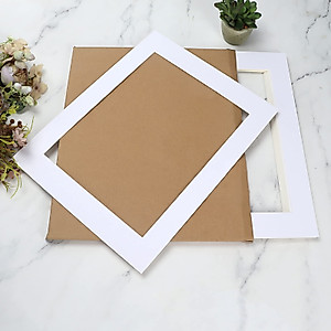 ZBEIVAN 11x14 White Picture Mats for 8.5x11 Pictures with Core Bevel Cut Frame Mattes - Pack of 12
