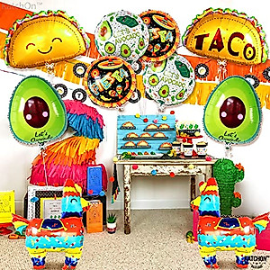 KatchOn, Fiesta Balloons for Fiesta Party Decorations - Giant 39 Inch, Pack of 10 | Llama Balloons, Taco Balloons for Mexican Party Decorations | Taco Party Decorations | Cinco De Mayo Decorations