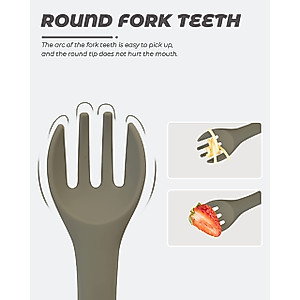 6 Pcs Silicone Baby Spoons and Baby Forks, Chewable Baby Utensils for Self-Feeding, Silicone Baby Utensils, Kids Utensils for Over 6 Months Babies