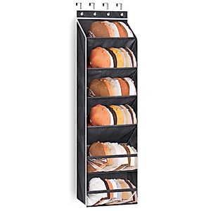 KEETDY Deep Pockets Over the Door Hat Racks for Baseball Caps, Hold 72 Hats Organizer for Closet & Wall Storage Cap Holder Display Collection, Black