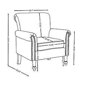 VanTook Linen Fabric Accent Chairs, Mid Century Modern Armchair for Living Room, Bedroom Upholstered Tufted Back Lounge Chair Comfy Reading Single Sofa with Wood Legs (Yellow)
