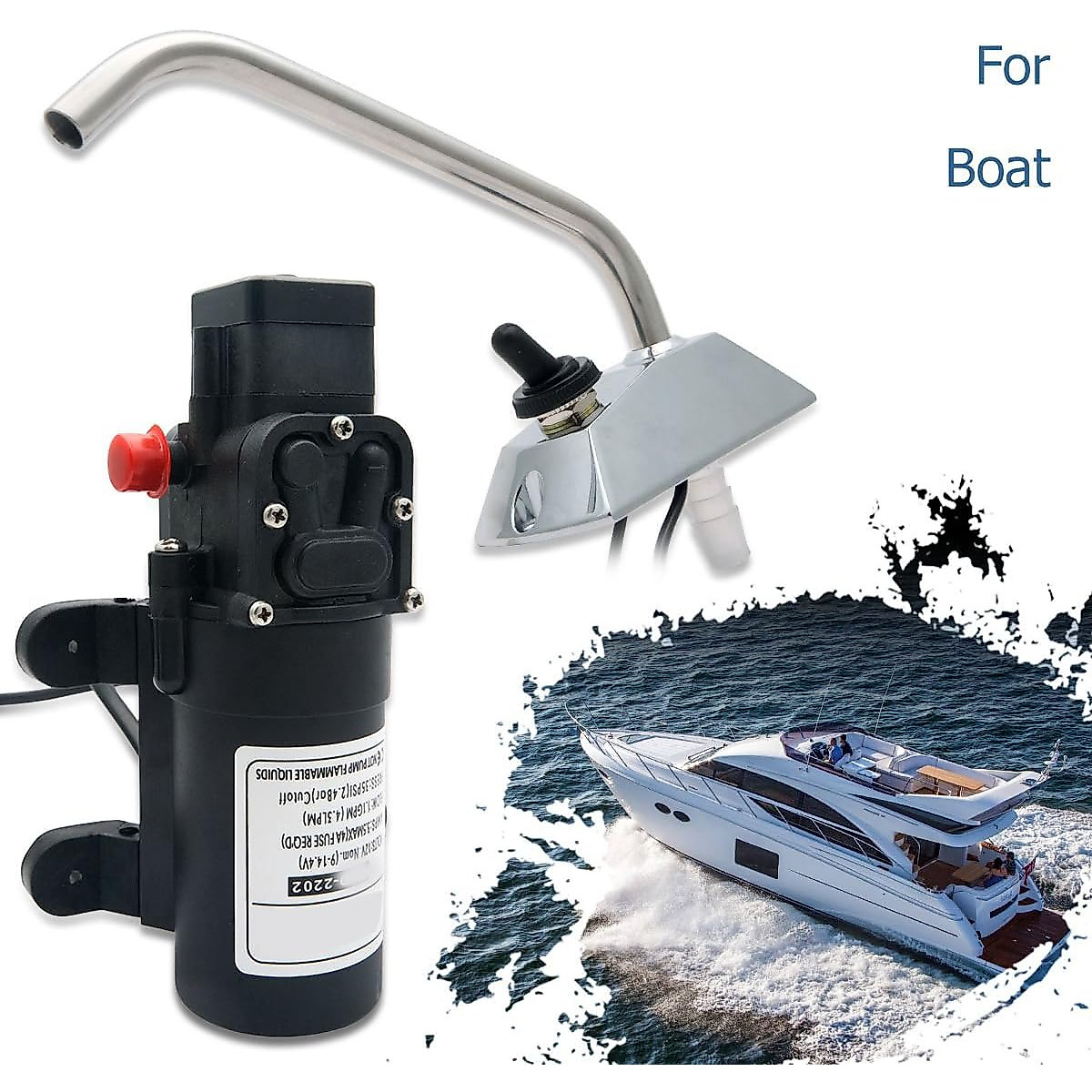 MACHSWON Water Pump 12V Self-Priming Galley High Pressure Electric Pumps Spin Faucet/Tap for RV Boat/Caravan Motorhome