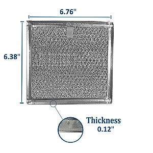 Air Filter Factory Replacement For WB02X11534 GE 6.37 x 6.75 x 0.09 Inches Microwave Oven Aluminum Mesh Grease 12-Layer Vent Filter 2-Pack