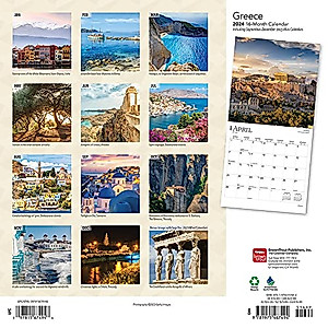 Greece | 2024 12 x 24 Inch Monthly Square Wall Calendar | BrownTrout | Travel Europe Balkans Athens Mykonos