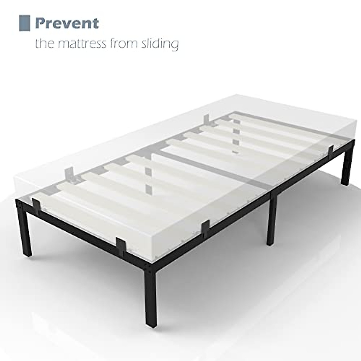 ONEMO Non-Slip Mattress Gaskets/Anti-Slip Baffle Fit for Bed Frames/Adjustable Size/Wide Applicability/Easy to Assemble / 6 PCS,Black