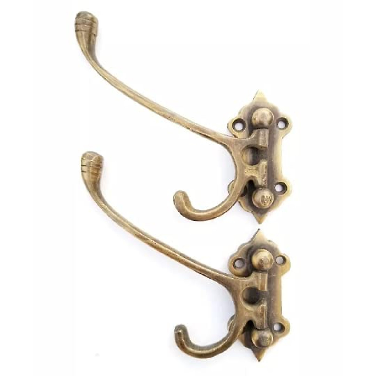 4 Old Style Solid Brass Double Wall Mount 180 Degree Swivel Coat Hat Towel Hooks #C24