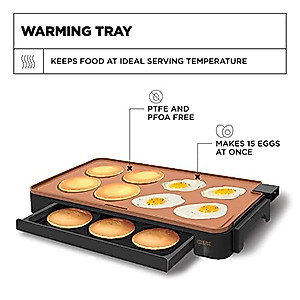 CRUX XL Electric Griddle TI with Nonstick Ceramic Coating, Cool-Touch Handles, and Slide-Out Drip Tray - Indoor Grill for Breakfast, Eggs, Pancakes, and Burgers