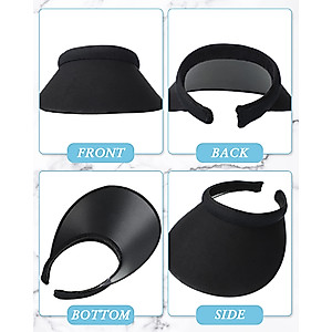 3 Pcs Sports Sun Visor Hat Cloth Covered Slip on Visor Cotton Womens Visor Cap Golf and Tennis Visor for Women Men Sun Visor (Black, White, Navy Blue)