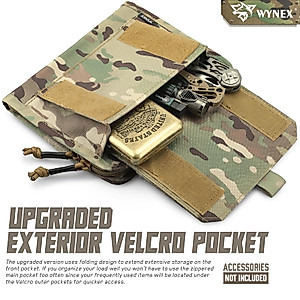 WYNEX Tactical Folding Admin Pouch, Molle Tool Bag of Laser-Cut Design, Utility Organizer EDC Medical Bag Modular Pouches Tactical Attachment Waist Pouch Include U.S Patch (CP Camo)