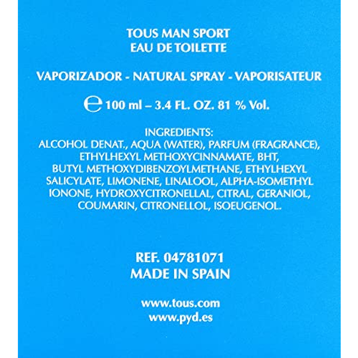 Tous Man Sport Men Eau-de-toilette Spray by Tous, 3.4 Ounce