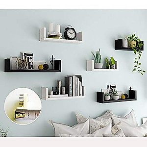 PIBM Stylish Simplicity Shelf Wall Mounted Floating Rack 3-Piece Set Solid Wood Multifunction Save Space Environmental Protection,7 Colors,3 Sizes, Black Walnut
