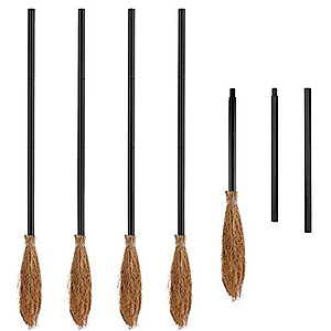 4 Pieces Halloween Witch Brooms Costume Witch Broomstick Plastic Broom Props for Halloween Cosplay Favors