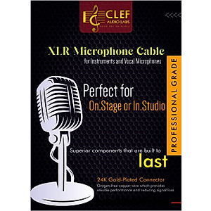 Clef Audio Labs XLR Male to XLR Female, 20-Feet, Mic Cable, Black, Zinc Alloy Shell, Copper Braided Jacket, Gold Plated 3-Pin Connectors for Microphone, Studio Recording and Audio Interface