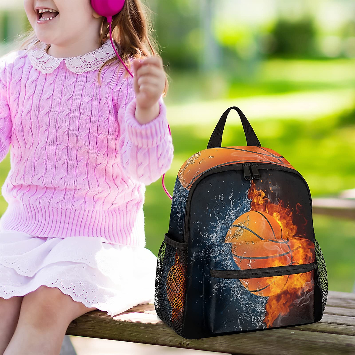 Pardick Basketball Kids Backpack Sport Cute Toddler Backpack for Boys Girls with Chest Strap Lightweight Kindergarten Children Schoolbag Nursery Elementary Travel Bag