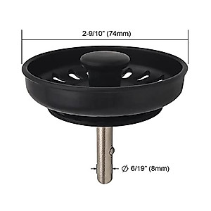 Kitchen Sink Basket Strainer Replacement for EADOT Drains(ESP21-01B/ESP21-01W) for Granite/Fireclay/Stainless Steel Kitchen Sinks ABS Body and Brass Knob Nut With Rubber Stopper (Single, Matte Black)