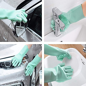 Magic Dishwashing Cleaning Sponge Gloves Reusable Silicone Brush Scrubber Gloves