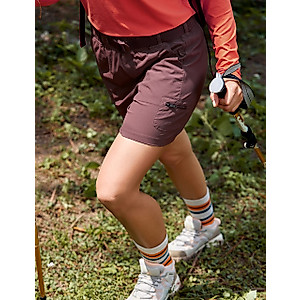 CRZ YOGA Women's Lightweight Cargo Hiking Shorts with Belt 6'' - Stretch Long Summer Athletic Outdoor Workout Shorts Pockets Dark Russet Medium