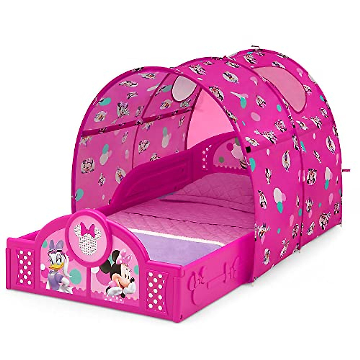 Delta Children Disney Minnie Mouse Plastic Sleep and Play Toddler Bed with Canopy
