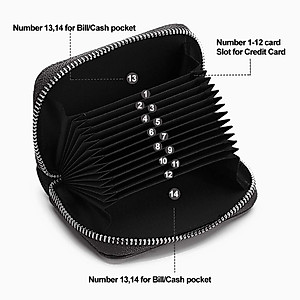 EASTNIGHTS Credit Card Wallet Leather RFID Blocking Credit Card Holder for Men or Women 14 Slots Compact Size (black)