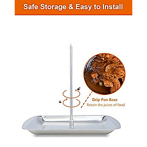 Al Pastor Skewer for Grill-Roasting Rack Stainless Steel Vertical Skewer Stand for Tacos Al Pastor, Shawarma, Kebabs, with 2 Size Skewers(8” &12”) for Smoker, Kamado Grill, Oven