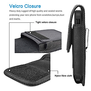 Tiflook Phone Holster for Samsung Galaxy S24 S23 S22 S21 Ultra S20 FE S10 A02S A12 A13 A32 A51 A52 Note 20 Ultra Note 10 Plus Nylon Cell Phone Pouch Belt Holder Carrying Case with Belt Clip,Black