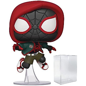 Spider-Man POP Marvel Into The Spiderverse - Casual Miles Morales (PX Previews Exclusive) Funko Vinyl Figure (Bundled with Compatible Pop Box Protector Case), Multicolor, 3.75 inches