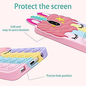 nancheng Case for BLU View 2 / B130DL Phone, Cartoon Bubble Push Pop Fidget Toys with Strap Cute Funny Kawaii Stress Relief Silicone Shockproof Protective Cover for BLU View 2 - Rainbow