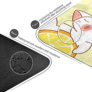 Travel Yoga Mat Non Slip - Kawaii Cat Orange Ice Cream Foldable Exercise Mat Lightweight Work Out Mat with Bag Sweat Absorbent Travel Yoga Mat for Yoga Pilates Fitness