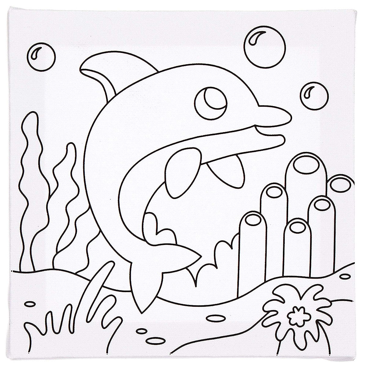 Baker Ross AT940 Sealife Color in Pictures for Kids - Pack of 4, Kids Canvases for Painting, Coloring and Craft Project Displays