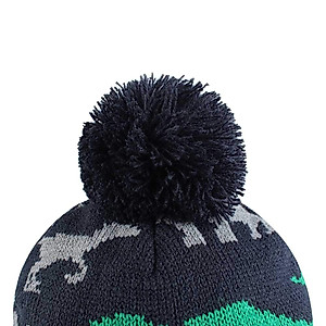 Duoyeree Baby Boy Winter Hat Dinosaur Warm Mittens Set Newborn Pompom Beanie Gloves Toddler Fleecce Earflaps Caps Grass Green