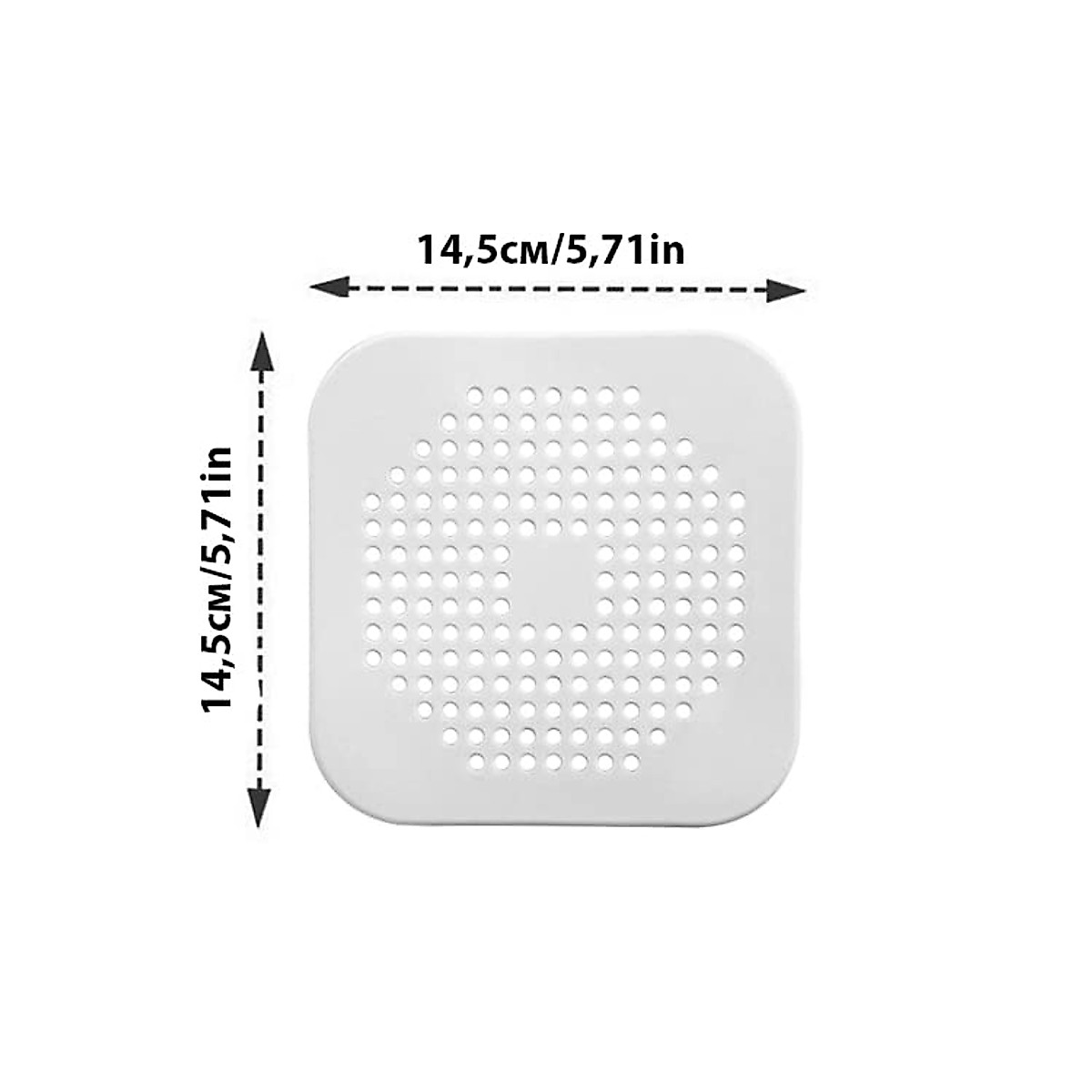 AG COMPANY 1 Pc white Rubber Silicone Square Sink Strainer Bathroom – Best Protection Flat Strainer Stopper with Suction Cups - Filter Shower Drain Cover Stall - Bathtub Hair Catcher Drain Covers.