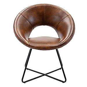 Duhome Modern PU Leather Accent Chairs Dining Chairs Arm Chair for Living Room Furniture Mid-Century Leisure Lounge Chairs with Black Metal Legs Industrial 1 PCS Yellowish-Brown