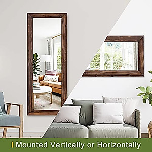 NicBex 64 x 21 Inch Full Lenth Mirror with Wooden Stand, Free Standing Floor Mirror, Wall Mounted Mirror, Rustic and Farmhouse Mirror for Bedroom, Dressing Room, Living Room, Maple (with Stand), 64x21