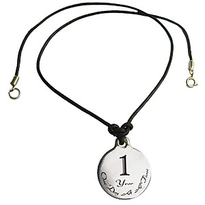 Serenity is Forever 1 Year Sobriety Anniversary Medallion Leather Necklace for Sober Birthday, AA Alcoholics Anonymous, NA Narcotics Anonymous