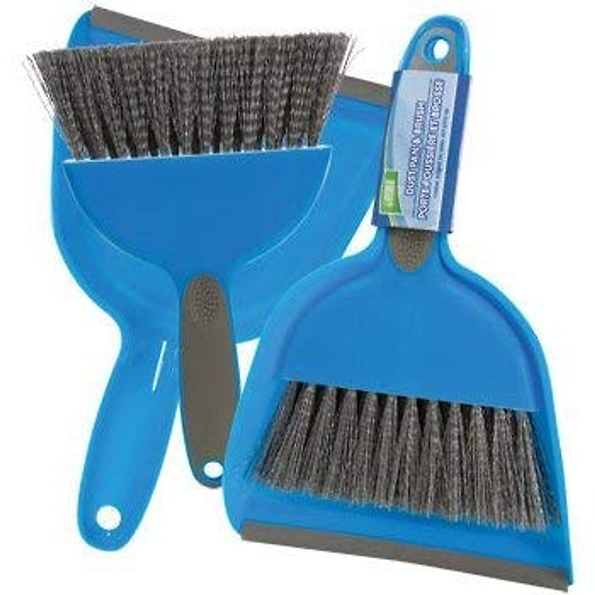 Small Hand Broom with Snap-on Dust Pan, Pack of 2, Colors may vary