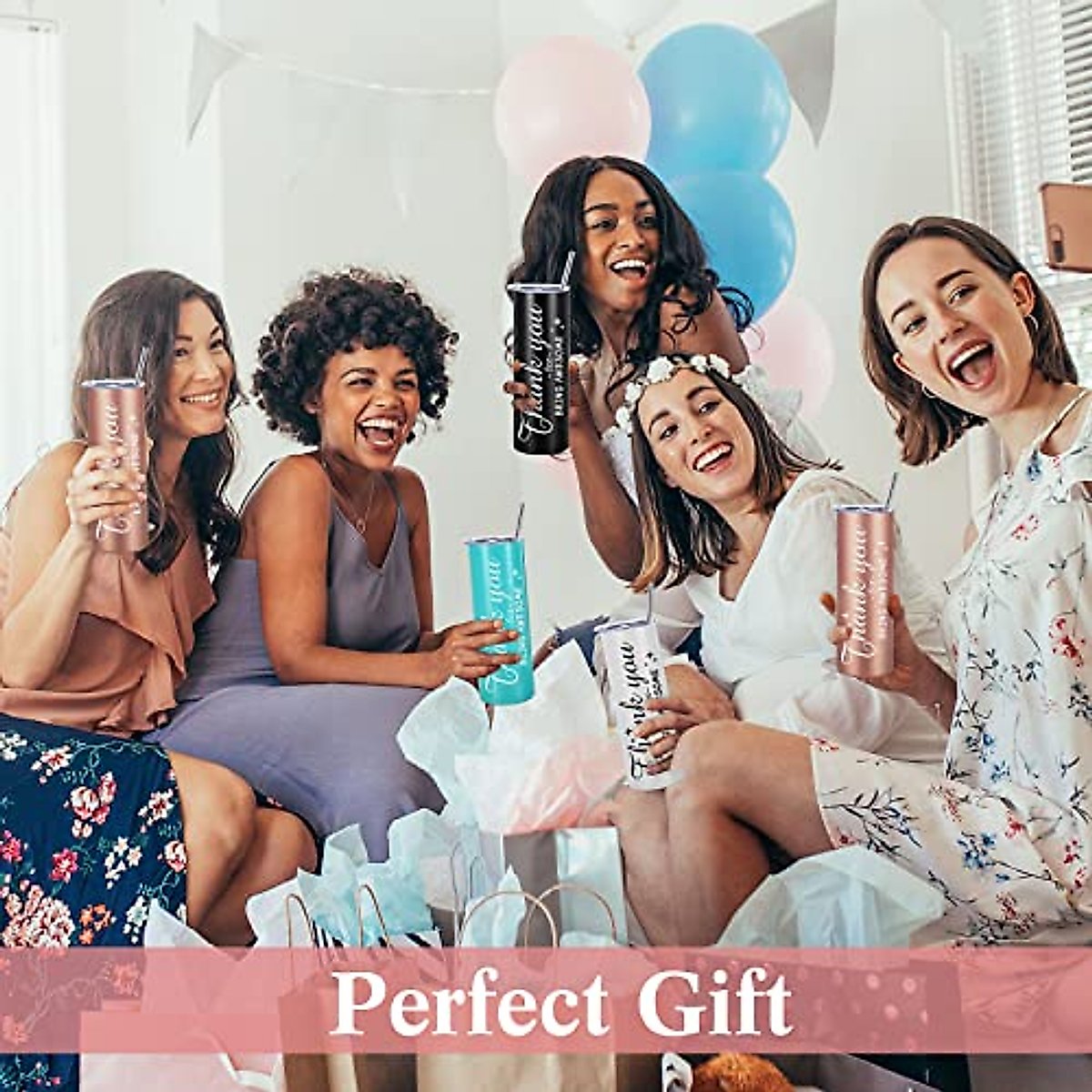 Thank You Gifts for Women Men, Thank You for Being Awesome Travel Tumbler 20 oz Graduation Appreciation Christmas Gifts for Friends Mom Wife Sister Coworker Pink Gold, Mint (Classic Color, 8)