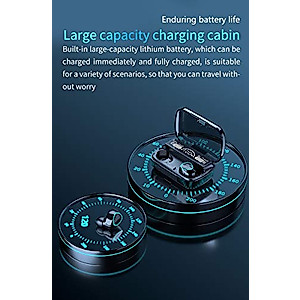 True Wireless Earbuds, BD&M Bluetooth 5.0 Earbuds in-Ear TWS Stereo Headphones with Smart LED Display Charging Case Waterproof Built-in Mic for Sports Work - Black