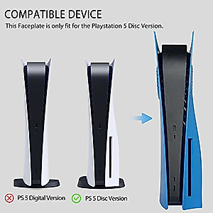 PS5 Faceplate with Cooling Vents and Dust Filter for Disc Edition DOBEWINGDELOU PS5 Face Plate Console Cover Replacement Side Plate Shell Dustproof Accessories ABS Case Blue