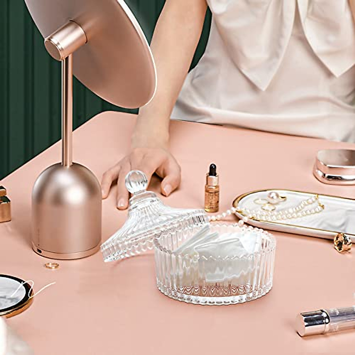 ComSaf Glass Covered Candy Jar Candy Dish (Diameter 5.5 Inch), Candy Bowl with Lid, Gift for Christmas, Birthday, Wedding Anniversary, Valentine's day, Mother's day, Housewarming