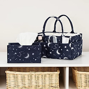Sammy & Lou Constellation 2-Pack Felt Diaper Caddy Set, Includes Portable Diaper Organizer and Baby Wipes Caddy